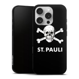 DeinDesign iPhone 16 Pro Handy Slim Case extra d&uuml;nn Silikon Handyh&uuml;lle schwarz H&uuml;lle Totenkopf Fc St. Pauli Official Licensed Product Silikon Slim Case