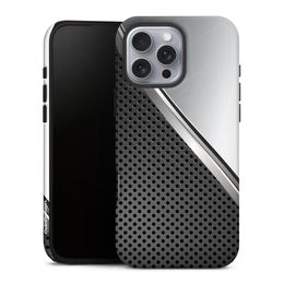 DeinDesign iPhone 16 Pro Max Handy Panzer Handyh&uuml;lle robuste Outdoor H&uuml;lle Schutzh&uuml;lle matt Steel Metall Carbon Tough Case