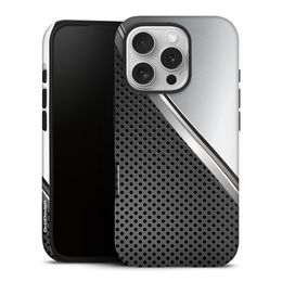 DeinDesign iPhone 16 Pro Handy Panzer Handyh&uuml;lle robuste Outdoor H&uuml;lle Schutzh&uuml;lle matt Steel Metall Carbon Tough Case