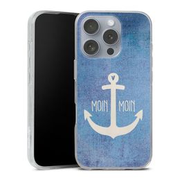 DeinDesign iPhone 16 Pro Handy Silikon H&uuml;lle Case transparent Handyh&uuml;lle Anchor Maritim Blue Silikon Case