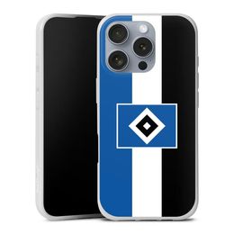 DeinDesign iPhone 16 Pro Handy Silikon H&uuml;lle Case wei&szlig; Handyh&uuml;lle Stripes Hamburger Sv Hsv Silikon Case