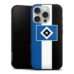 DeinDesign iPhone 16 Pro Handy Slim Case extra d&uuml;nn Silikon Handyh&uuml;lle schwarz H&uuml;lle Stripes Hamburger Sv Hsv Silikon Slim Case