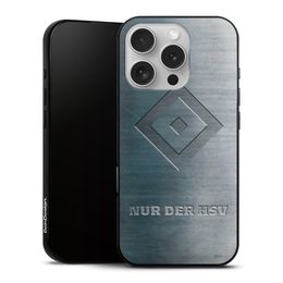 DeinDesign iPhone 16 Pro Handy Slim Case extra d&uuml;nn Silikon Handyh&uuml;lle schwarz H&uuml;lle Metallic Look Hsv Hamburger Sv Silikon Slim Case