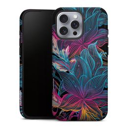 DeinDesign iPhone 16 Pro Max Handy Panzer Handyh&uuml;lle robuste Outdoor H&uuml;lle Schutzh&uuml;lle gl&auml;nzend Colourful Flowers Neon Tough Case