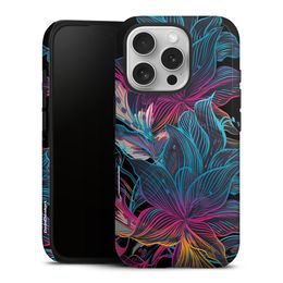 DeinDesign iPhone 16 Pro Handy Panzer Handyh&uuml;lle robuste Outdoor H&uuml;lle Schutzh&uuml;lle gl&auml;nzend Colourful Flowers Neon Tough Case