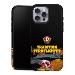 DeinDesign iPhone 16 Pro Max Handy Panzer Handyh&uuml;lle robuste Outdoor H&uuml;lle Schutzh&uuml;lle gl&auml;nzend Sgd Sg Dynamo Dresden Merchandise Tough Case