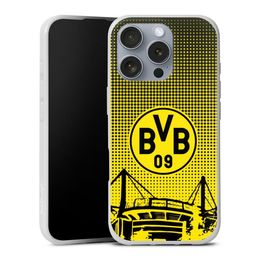 DeinDesign iPhone 16 Pro Handy Silikon H&uuml;lle Case wei&szlig; Handyh&uuml;lle Bvb Stadium Borussia Dortmund Silikon Case
