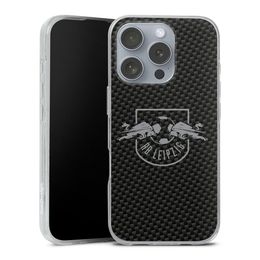 DeinDesign iPhone 16 Pro Handy Silikon H&uuml;lle Case transparent Handyh&uuml;lle Rb Leipzig Carbon Metallic Look Silikon Case