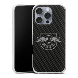 DeinDesign iPhone 16 Pro Handy Silikon H&uuml;lle Case wei&szlig; Handyh&uuml;lle Rb Leipzig Carbon Metallic Look Silikon Case