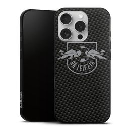 DeinDesign iPhone 16 Pro Handy Slim Case extra d&uuml;nn Silikon Handyh&uuml;lle schwarz H&uuml;lle Rb Leipzig Carbon Metallic Look Silikon Slim Case