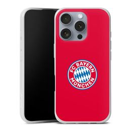 DeinDesign iPhone 16 Pro Handy Silikon H&uuml;lle Case wei&szlig; Handyh&uuml;lle Fc Bayern M&uuml;nchen Fcb Logo Silikon Case