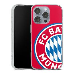 DeinDesign iPhone 16 Pro Handy Silikon H&uuml;lle Case transparent Handyh&uuml;lle Official Licensed Product Fcb Fc Bayern M&uuml;nchen Silikon Case