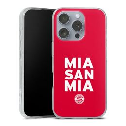 DeinDesign iPhone 16 Pro Handy Silikon H&uuml;lle Case transparent Handyh&uuml;lle Fcb Mia San Mia Fc Bayern M&uuml;nchen Silikon Case
