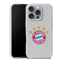 DeinDesign iPhone 16 Pro Handy Silikon H&uuml;lle Case wei&szlig; Handyh&uuml;lle Star Fcb Fc Bayern M&uuml;nchen Silikon Case