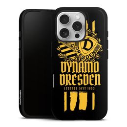 DeinDesign iPhone 16 Pro Handy Panzer Handyh&uuml;lle robuste Outdoor H&uuml;lle Schutzh&uuml;lle gl&auml;nzend Sg Dynamo Dresden Statement Sgd Tough Case