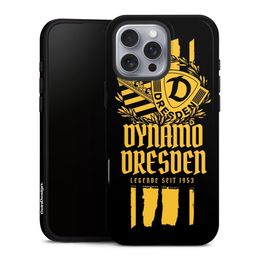 DeinDesign iPhone 16 Pro Max Handy Panzer Handyh&uuml;lle robuste Outdoor H&uuml;lle Schutzh&uuml;lle gl&auml;nzend Sg Dynamo Dresden Statement Sgd Tough Case