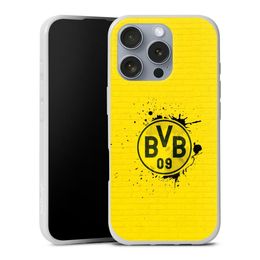 DeinDesign iPhone 16 Pro Handy Silikon H&uuml;lle Case wei&szlig; Handyh&uuml;lle Official Licensed Product Bvb Borussia Dortmund Silikon Case