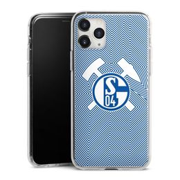 DeinDesign iPhone 11 Pro Max Handy Silikon H&uuml;lle Case transparent Handyh&uuml;lle Bundesliga Stripes Fc Schalke 04 Silikon Case
