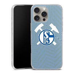 DeinDesign iPhone 16 Pro Max Handy Silikon H&uuml;lle Case transparent Handyh&uuml;lle Bundesliga Stripes Fc Schalke 04 Silikon Case