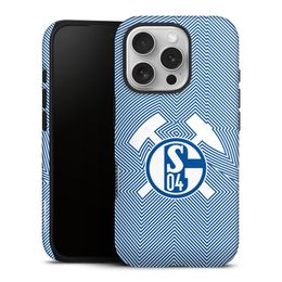 DeinDesign iPhone 16 Pro Handy Panzer Handyh&uuml;lle robuste Outdoor H&uuml;lle Schutzh&uuml;lle matt Bundesliga Stripes Fc Schalke 04 Tough Case