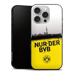 DeinDesign iPhone 16 Pro Handy Slim Case extra d&uuml;nn Silikon Handyh&uuml;lle schwarz H&uuml;lle Borussia Dortmund Statement Bvb Silikon Slim Case