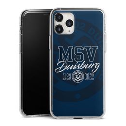 DeinDesign iPhone 11 Pro Max Handy Silikon H&uuml;lle Case transparent Handyh&uuml;lle Msv Duisburg Merchandise Soccer Silikon Case
