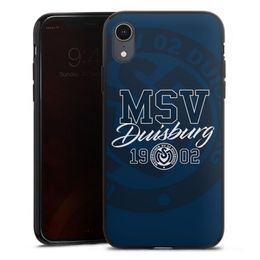 DeinDesign iPhone Xr Handy Silikon H&uuml;lle Case schwarz Handyh&uuml;lle Soccer Merchandise Msv Duisburg