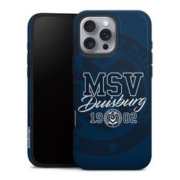 DeinDesign iPhone 16 Pro Max Handy Panzer Handyh&uuml;lle robuste Outdoor H&uuml;lle Schutzh&uuml;lle gl&auml;nzend Soccer Merchandise Msv Duisburg Tough Case