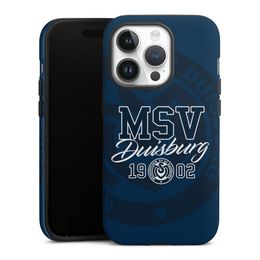 DeinDesign iPhone 14 Pro Handy Panzer Handyh&uuml;lle robuste Outdoor H&uuml;lle Schutzh&uuml;lle matt Soccer Merchandise Msv Duisburg Tough Case