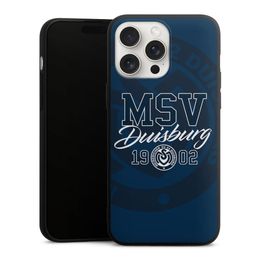 DeinDesign iPhone 15 Pro Max Handy Premium Silikon H&uuml;lle Handyh&uuml;lle schwarz Case Soccer Merchandise Msv Duisburg Silikon Premium Case