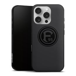 DeinDesign iPhone 16 Pro Handy Slim Case extra d&uuml;nn Silikon Handyh&uuml;lle schwarz H&uuml;lle F95 Fortuna D&uuml;sseldorf Logo Silikon Slim Case