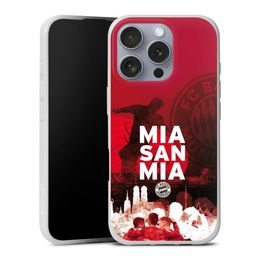 DeinDesign iPhone 16 Pro Handy Silikon H&uuml;lle Case wei&szlig; Handyh&uuml;lle Mia San Mia Fcb Fc Bayern M&uuml;nchen Silikon Case