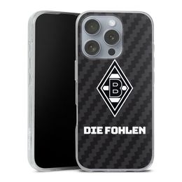 DeinDesign iPhone 16 Pro Handy Silikon H&uuml;lle Case transparent Handyh&uuml;lle Borussia M&ouml;nchengladbach Carbon Gladbach Silikon Case