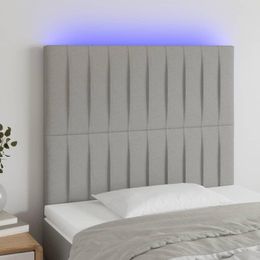 vidaXL LED Kopfteil Hellgrau 90x5x118/128 cm Stoff