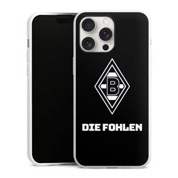 DeinDesign iPhone 15 Pro Max Handy Silikon H&uuml;lle Case wei&szlig; Handyh&uuml;lle Die Fohlen Gladbach Borussia M&ouml;nchengladbach Silikon Case