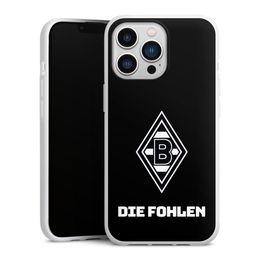 DeinDesign iPhone 13 Pro Handy Silikon H&uuml;lle Case wei&szlig; Handyh&uuml;lle Die Fohlen Gladbach Borussia M&ouml;nchengladbach Silikon Case