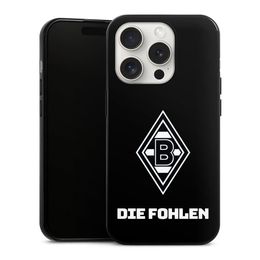 DeinDesign iPhone 15 Pro Handy Slim Case extra d&uuml;nn Silikon Handyh&uuml;lle schwarz H&uuml;lle Die Fohlen Gladbach Borussia M&ouml;nchengladbach Silikon Slim Case