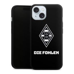 DeinDesign iPhone 15 Handy Premium Silikon H&uuml;lle Handyh&uuml;lle schwarz Case Die Fohlen Gladbach Borussia M&ouml;nchengladbach Silikon Premium Case