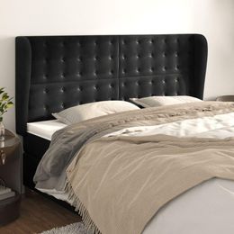 vidaXL Kopfteil mit Ohren Schwarz 203x23x118/128 cm Samt