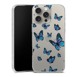 DeinDesign iPhone 16 Pro Max Handy Silikon H&uuml;lle Case transparent Handyh&uuml;lle Transparent Butterfly Muster Silikon Case