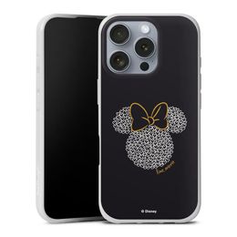DeinDesign iPhone 16 Pro Handy Silikon H&uuml;lle Case wei&szlig; Handyh&uuml;lle Minnie Mouse Muster Disney Silikon Case