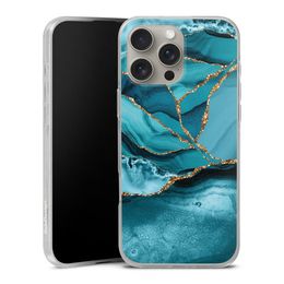 DeinDesign iPhone 16 Pro Max Handy Silikon H&uuml;lle Case transparent Handyh&uuml;lle Marble Gemstone Glitzer Silikon Case