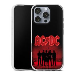 DeinDesign iPhone 16 Pro Handy Silikon H&uuml;lle Case wei&szlig; Handyh&uuml;lle Band Acdc Official Licensed Product Silikon Case