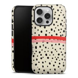 DeinDesign iPhone 16 Pro Handy Panzer Handyh&uuml;lle robuste Outdoor H&uuml;lle Schutzh&uuml;lle gl&auml;nzend Stripes Points Kunst Tough Case
