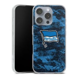 DeinDesign iPhone 16 Pro Handy Silikon H&uuml;lle Case transparent Handyh&uuml;lle Flag Hertha Bsc Logo Silikon Case