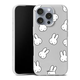 DeinDesign iPhone 16 Pro Handy Silikon H&uuml;lle Case wei&szlig; Handyh&uuml;lle Muster Miffy Transparent Silikon Case