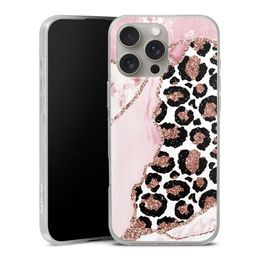 DeinDesign iPhone 16 Pro Max Handy Silikon H&uuml;lle Case transparent Handyh&uuml;lle Leopard Glitzer Marble Silikon Case