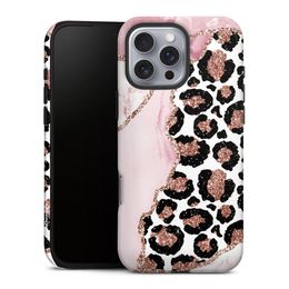 DeinDesign iPhone 16 Pro Max Handy Panzer Handyh&uuml;lle robuste Outdoor H&uuml;lle Schutzh&uuml;lle matt Leopard Glitzer Marble Tough Case