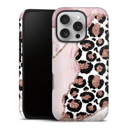 DeinDesign iPhone 16 Pro Handy Panzer Handyh&uuml;lle robuste Outdoor H&uuml;lle Schutzh&uuml;lle matt Leopard Glitzer Marble Tough Case