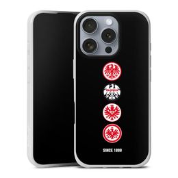 DeinDesign iPhone 16 Pro Handy Silikon H&uuml;lle Case wei&szlig; Handyh&uuml;lle Eintracht Frankfurt Soccer Sge Silikon Case